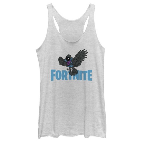 Women's Fortnite Raven Logo Racerback Tank Top - White Heather - Small ...