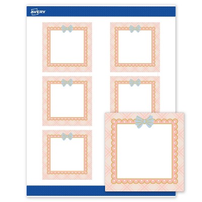 Avery® Matte 3" x 3" Labels, Pink & Gold Scallop, 60ct : Target