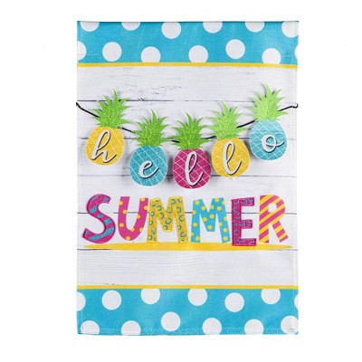 Hello Summer Pineapple Banner Garden Burlap Flag : Target