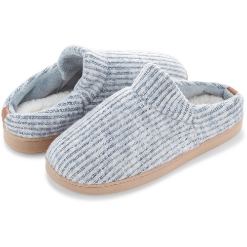 Floopi Women's Fuzzy Ribbed Knit Clog Slipper - Large, Gray : Target