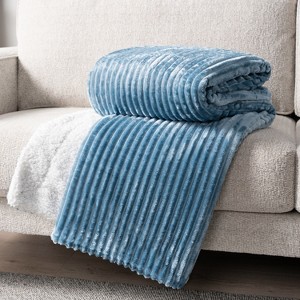 Pavilia Soft Thick Fleece Flannel Ribbed Striped Throw Blanket, Luxury ...
