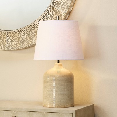 21.75" Coastal Seaside Cascade Scallop Ceramic Table Lamp Cream/taupe ...