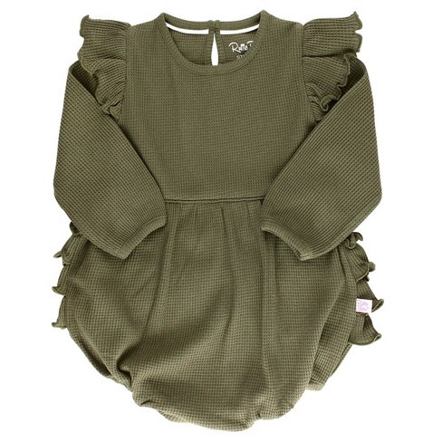 Rufflebutts Juniper Waffle Knit Flutter Bubble Romper - Juniper : 3-6 Months : Target