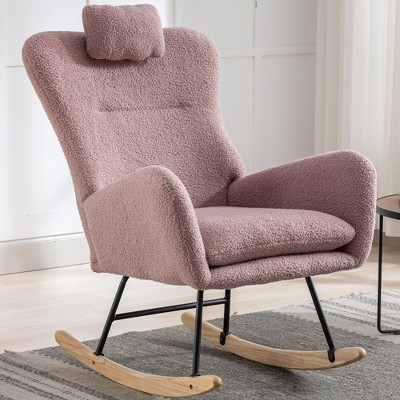 Teddy Tufted Rocking Chair With Rubber Legs, Pink - Modernluxe : Target