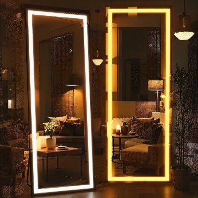 67x22 Inch Full Length LED Mirror with Dimmable Lights, 3 Color ...