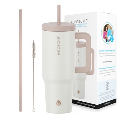 Grosche Aspen 40oz Tumbler With Handle And Straw, Insulated Tumbler ...