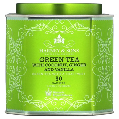 Harney & Sons Green Tea With Coconut, Ginger And Vanilla, 30 Sachets, 2 ...