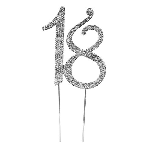 O'creme Rhinestone Silver-colored Number-18 Cake Topper 4 Inch : Target