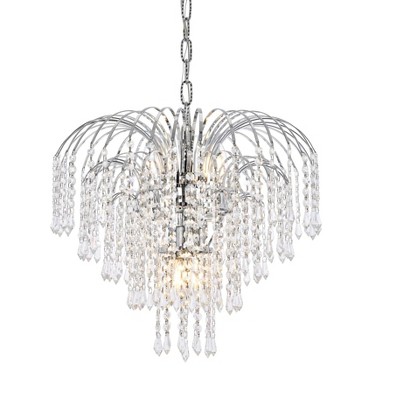 Elegant Lighting Falls 6 Light Chrome Pendant Clear Royal Cut Crystal ...