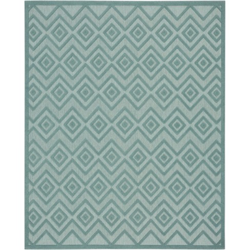 Nourison Versatile 9' X 12' Aqua/teal Modern Indoor/outdoor Rug : Target