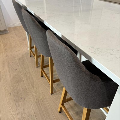 Kinston Swivel Curved Back Upholstered Counter Height Barstool ...