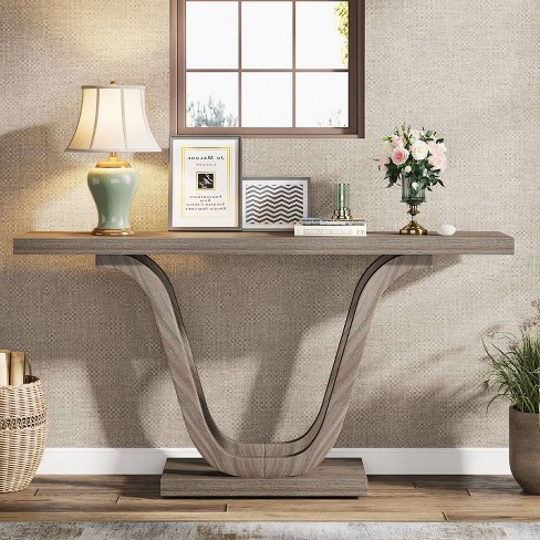 Hommoo 55 Inch Farmhouse Console Table Light Gray : Target