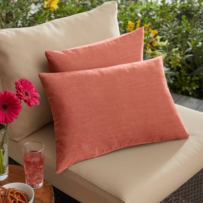 2pk Sunbrella Outdoor Throw Pillows Coral : Target