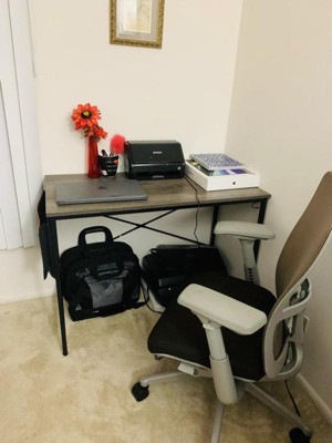 Bestier Computer Office Desk W/ Steel Frame, Mobile Phone And Tablet ...