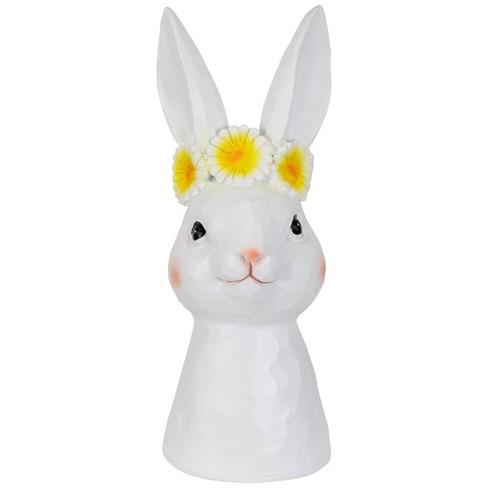 Northlight Easter Bunny Bust With Daisy Flower Crown - 9" - White : Target