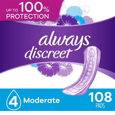 Always Discreet Moderate Incontinence Pads - 108ct : Target