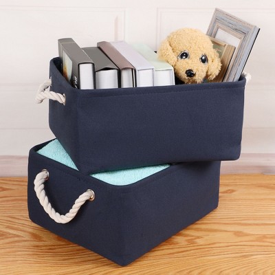2 Pcs Cotton Collapsible Clothes Box With Handles Storage Bin Box ...
