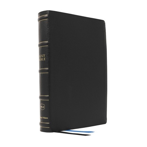 Nkjv, Large Print Thinline Reference Bible, Blue Letter, Maclaren Series, Genuine Leather, Black ...
