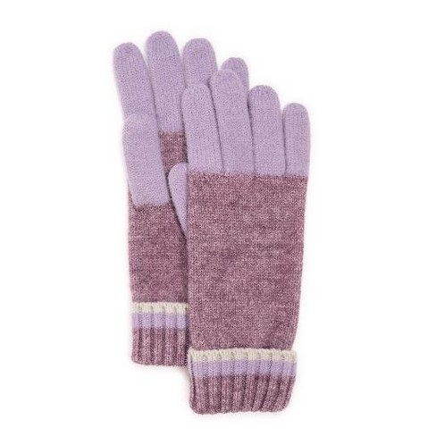Muk Luks Women's Ribbed Colorblock Gloves, Os, Soft Lilac : Target