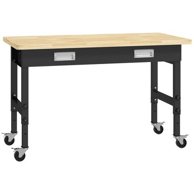 Homcom Multipurpose Workbench, Workshop Tool Table With Slide Drawer ...