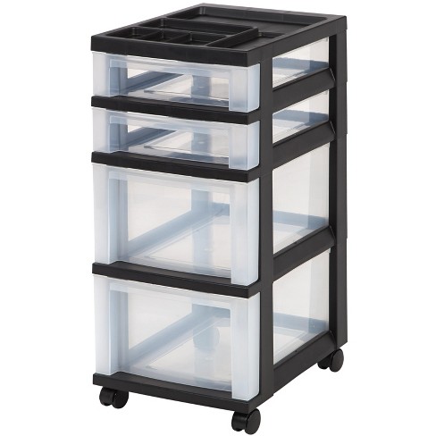 Iris Usa 4-drawer Storage Cart With Organizer Top, Black : Target
