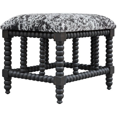 Uttermost Rancho 22 1/2" Wide Gray And White Faux Cow Hide Small Bench ...