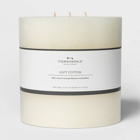6 X 6 3 wick Pillar Candle Soft Cotton White Threshold 95 hour Burn Spring Decor No Container Target
