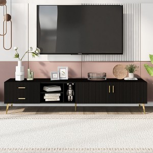 Modern Tv Stand For Tvs Up To 77 With 5 Champagne Legs Black modernluxe Target