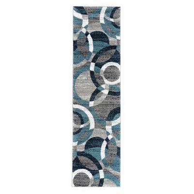 World Rug Gallery Geometric Circles Blue 2' X 7' Runner Rug : Target