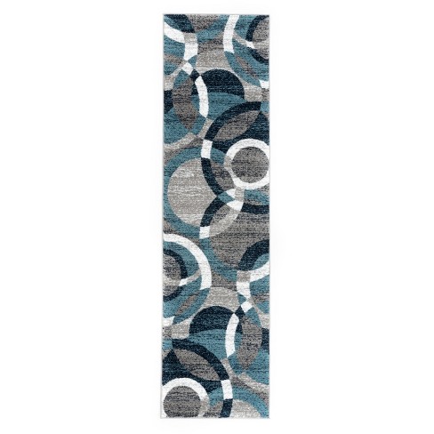 World Rug Gallery Geometric Circles Blue 2' X 7' Runner Rug : Target