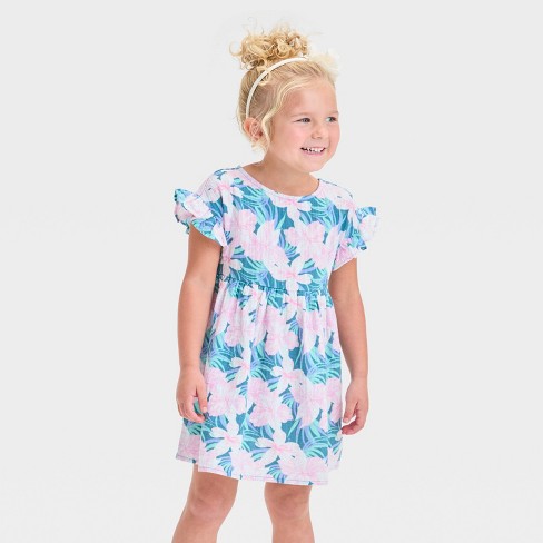 Grayson Mini Toddler Girls' Gauze Flutter Sleeve Dress - Floral 12m ...