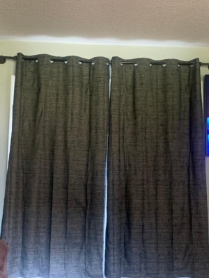 Kline Burlap Weave Thermal 100% Blackout Grommet Top Curtain Panel ...