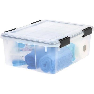 Iris 60qt 4pk Weatherpro Plastic Storage Bin: Stackable, Transparent ...