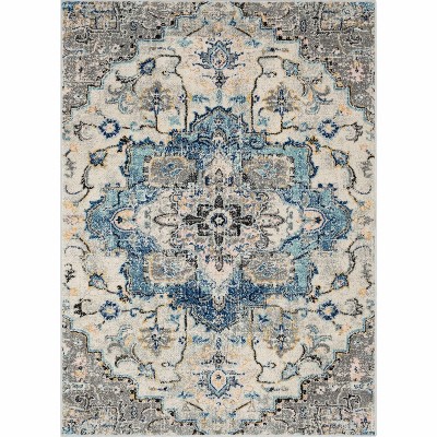 Well Woven Merle Geometric Border 5'3" X 7'3" Light Blue Area Rug : Target