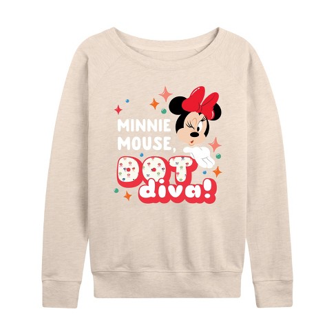 Women's Disney Minnie Dot Diva Lightweight French Terry Slouchy - Birch - 3x : Target
