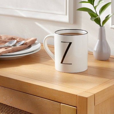 16oz Stoneware Monogram Z Mug Ivory - Threshold™ : Target