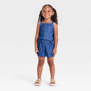 Baby Girls' 2pc Denim Woven Tank Top and Shorts Set - Cat & Jack ...