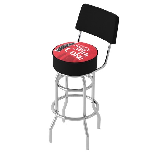 Trademark Gameroom Coke Swivel Bar Stool with Back Coca Cola Things Go Better with Coke Bottle Art