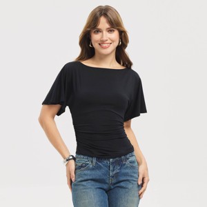 Women's Flutter Short Sleeve Ruched Top - A New Day™ : Target