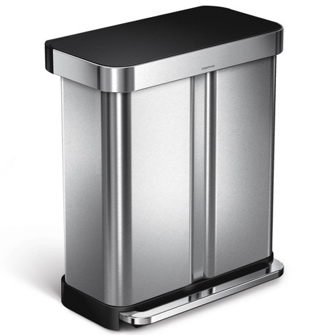 Simplehuman 58l Rectangular Dual Compartment Recycling Step Trash Can ...