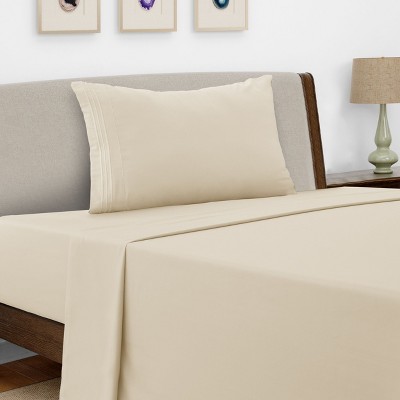 Twin Xl Sheet Set 3 Piece Soft Microfiber Solid Bed Sheets - Vanilla ...