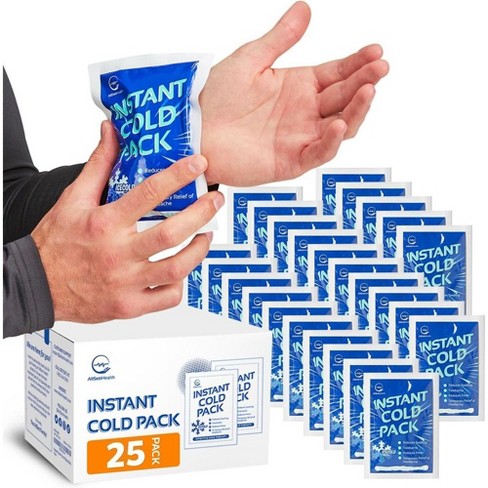 Allsett Health 25 Packs Instant Ice Cold Pack (6” X 4.5”) - Disposable ...