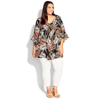 Avenue Women's Plus Size Abby Pintuck Top - 16, Palm : Target