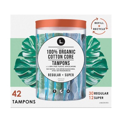 L . Organic Cotton Full Size Multipack Refill Tampons - Regular/super ...