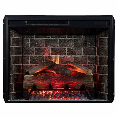 Modern Ember Uptown 28 Inch Electric Fireplace Insert Trim Kit - Black ...