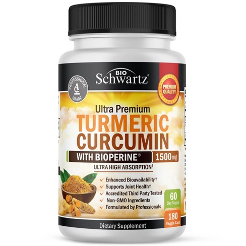 Turmeric Curcumin 1500mg Capsules With Bioperine, Supports Healthy ...