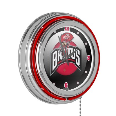 Ohio State University Smoking Brutus Retro Neon Wall Clock : Target