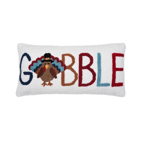 C&f Home 12" X 24" Thanksgiving "gobble" Turkey Accent Hooked Throw ...