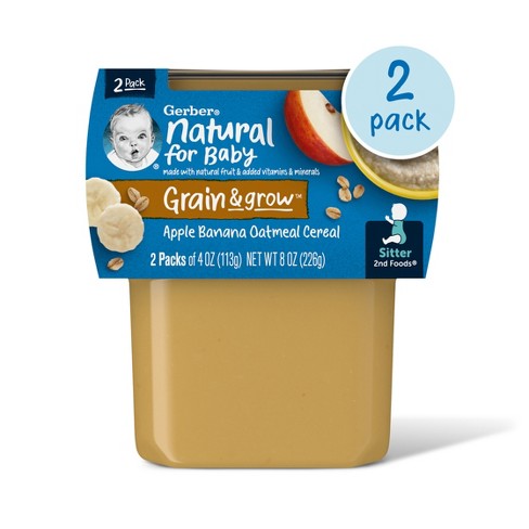 Gerber Baby Food Stage 2 Apple Banana With Oatmeal Cereal Puree Tub 2ct 8oz Target