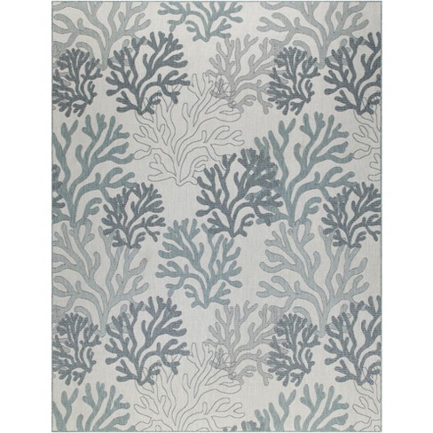 Nourison Garden Oasis Nautical Coral Beach Outdoor Rug Blue 9' X 12 ...
